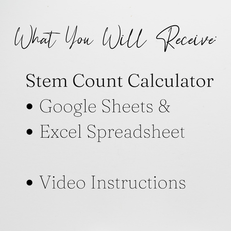 Stem Count Calculator Spreadsheet Template, Flower Business, Floral ...