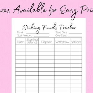 Sinking Funds Tracker Printable, Sinking Fund Printable, Sinking Fund ...