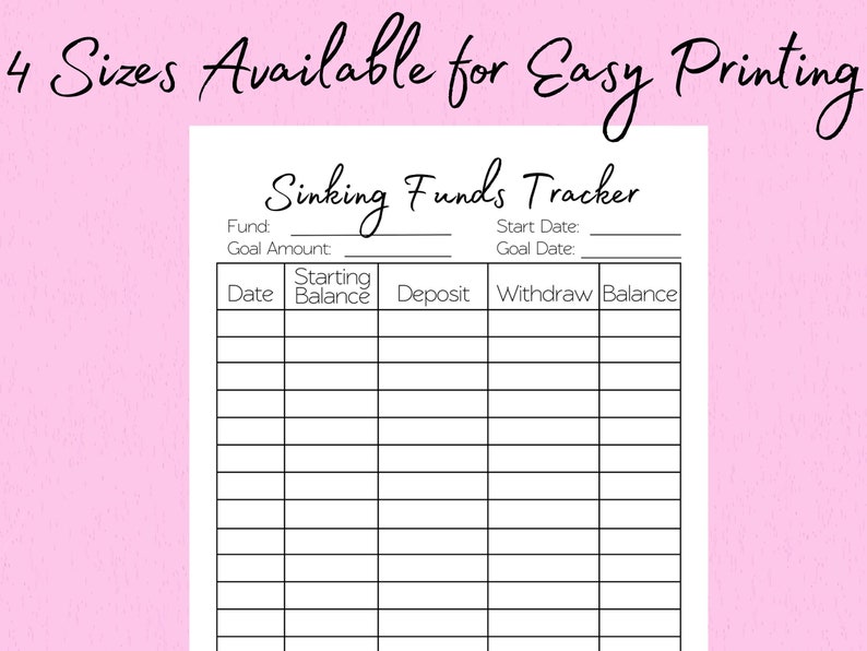Sinking Funds Tracker Printable Sinking Fund Printable - Etsy