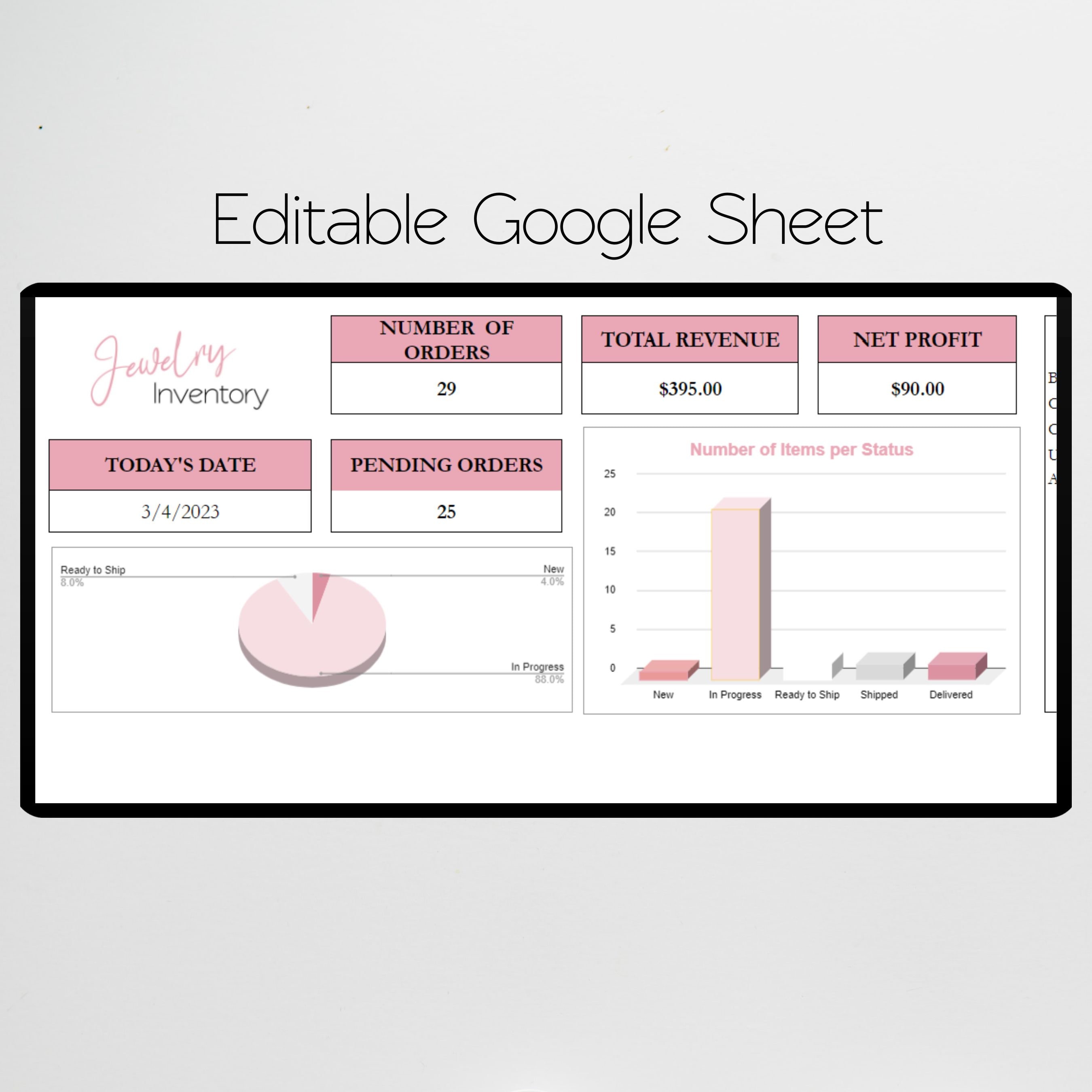 Jewelry Inventory Tracker, Jewelry Making Planner List Excel ...