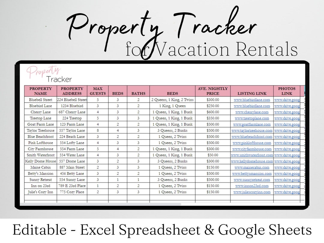 Property List for Property Management, Short Term Rental Property ...