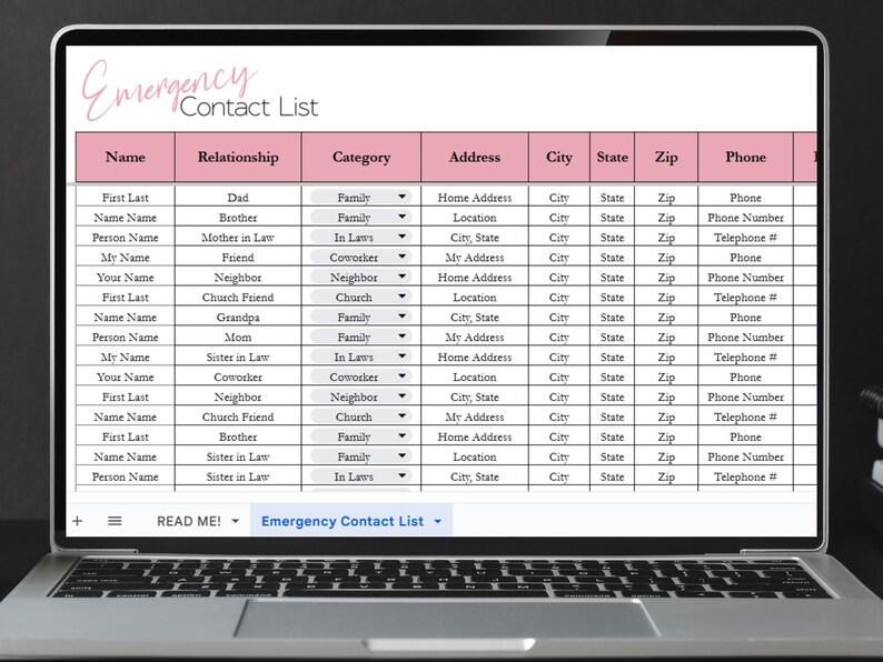 Emergency Contact List Template Excel Spreadsheet, Emergency ...