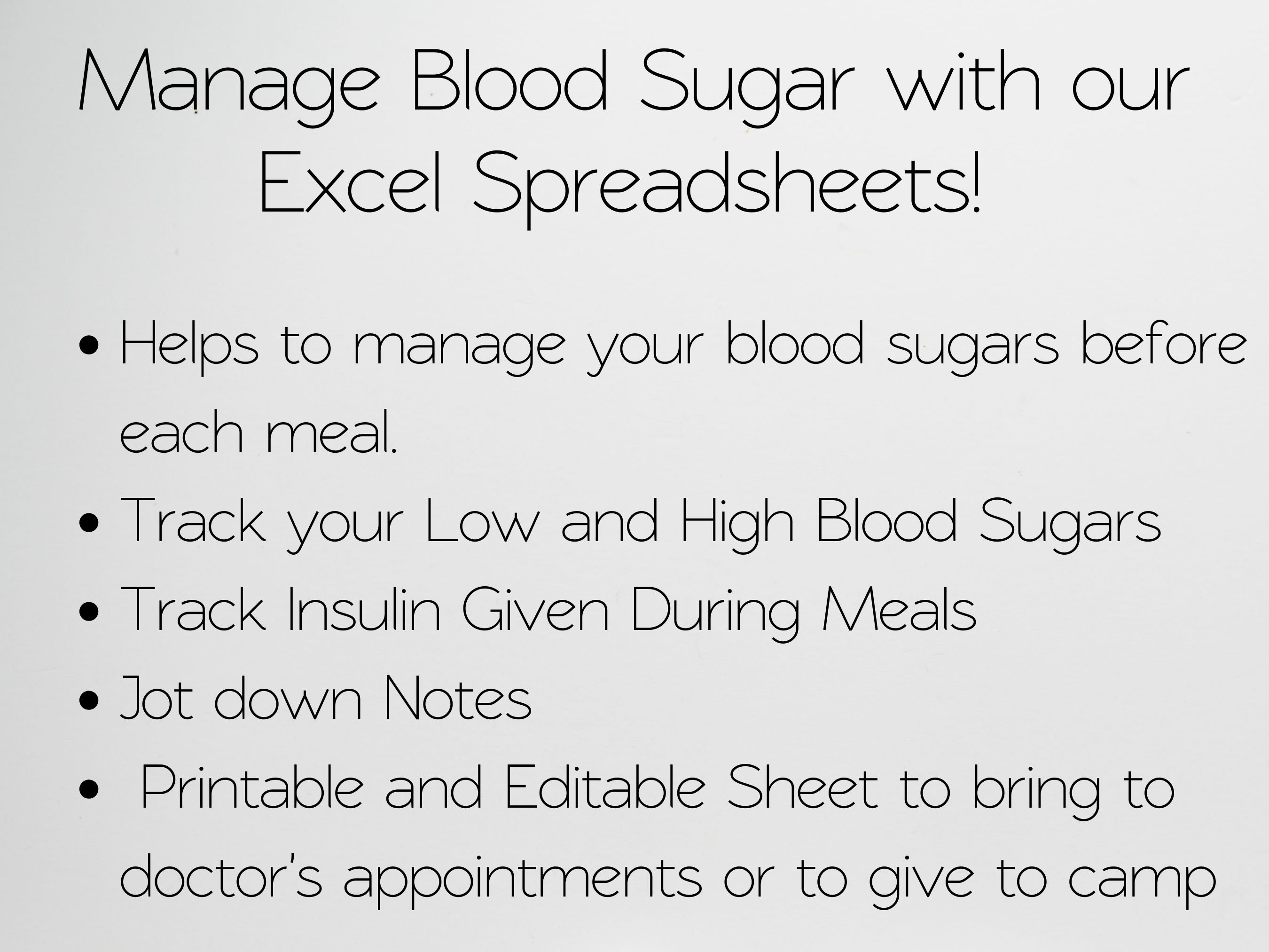 Blood Sugar Tracker Excel Spreadsheet Template Type 1 - Etsy