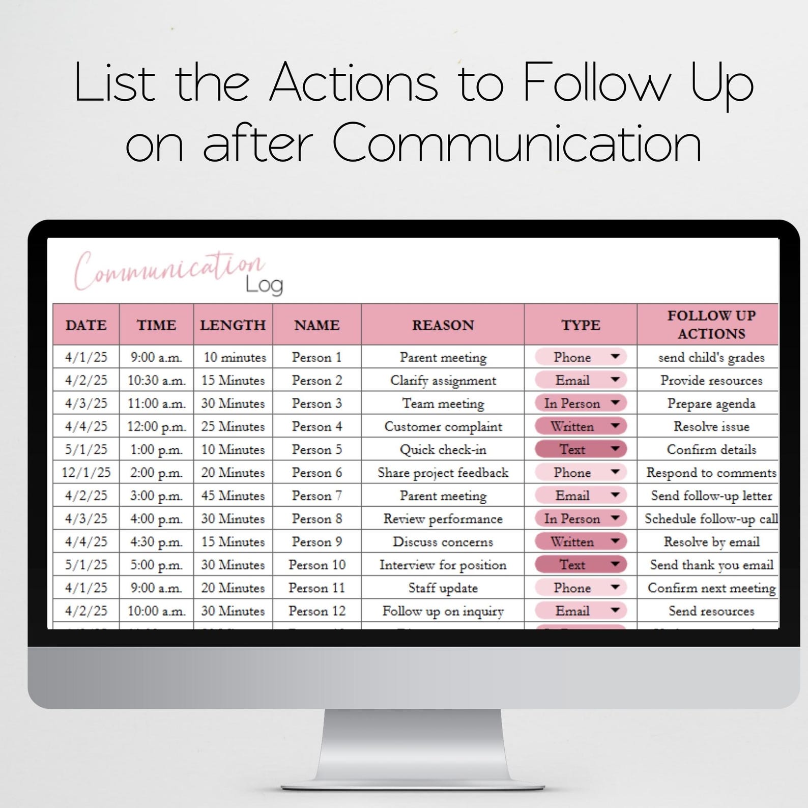 Communication Log Template, Phone Log, Email Tracker, Parent Call Log ...