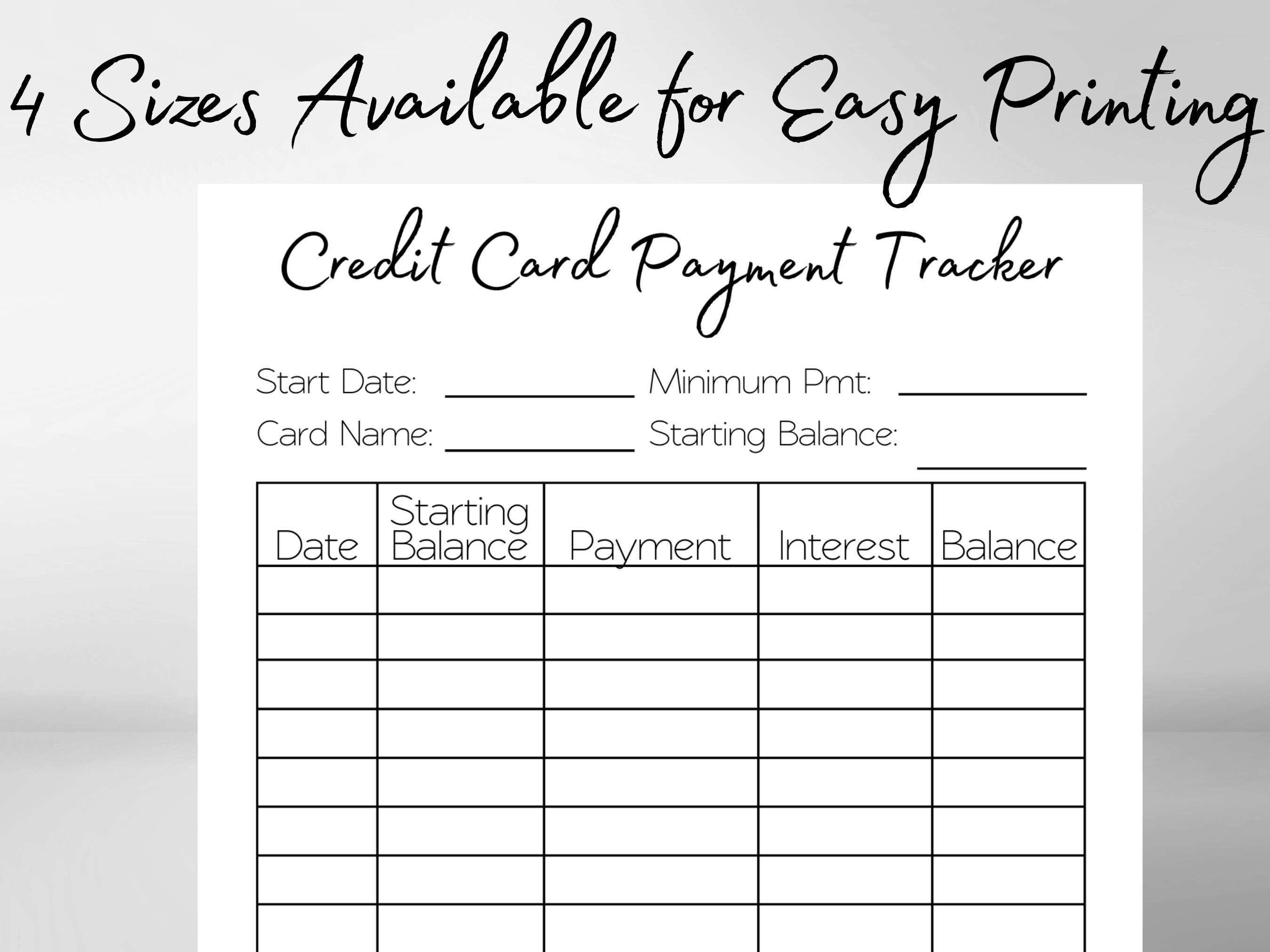 Credit Card Tracker Printable, Credit Card Payoff Tracker Printable ...