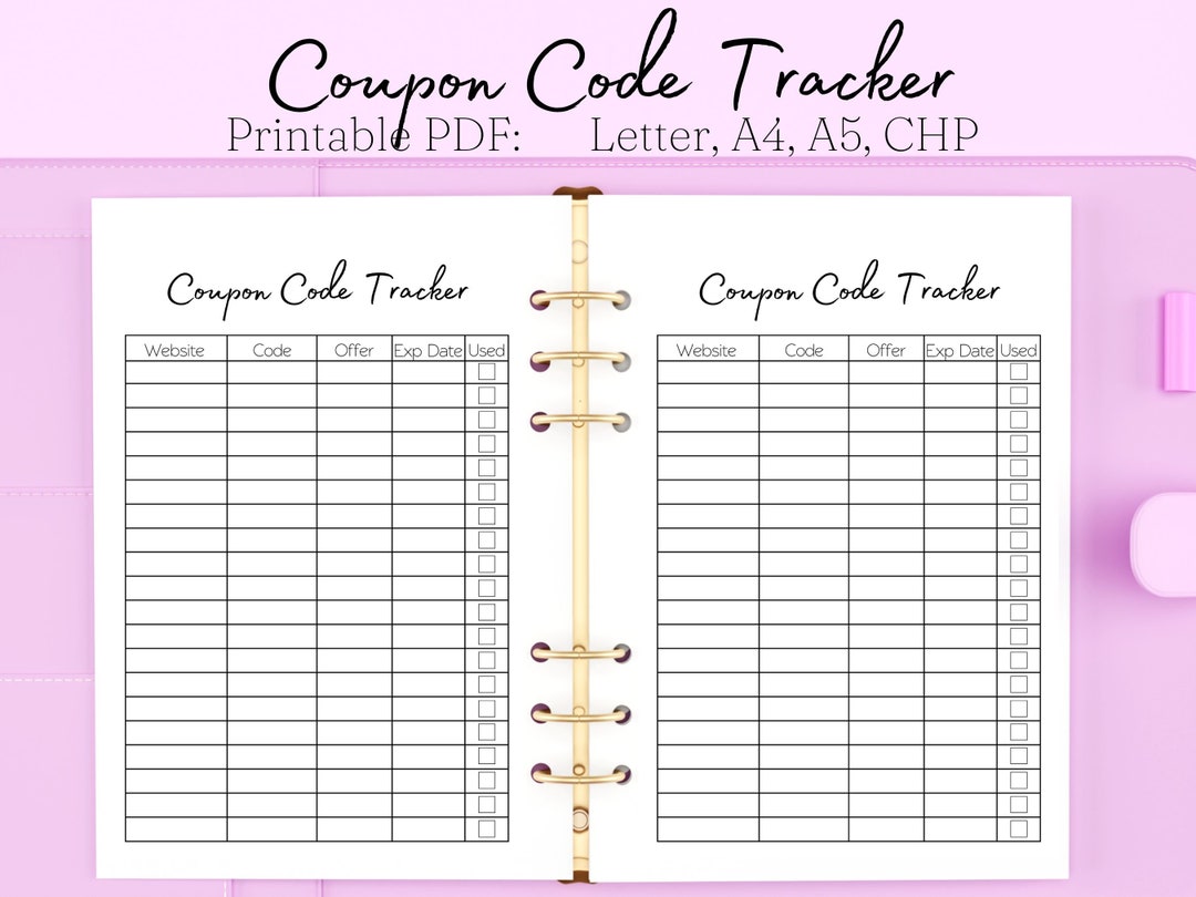 Coupon Code Template, Coupon Template Printable, Coupon Tracker, Coupon Code Tracker Template ...