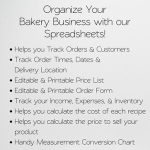 Bakery Business Plan, Bakery Spreadsheet, Bakery Order Form, Bakery ...