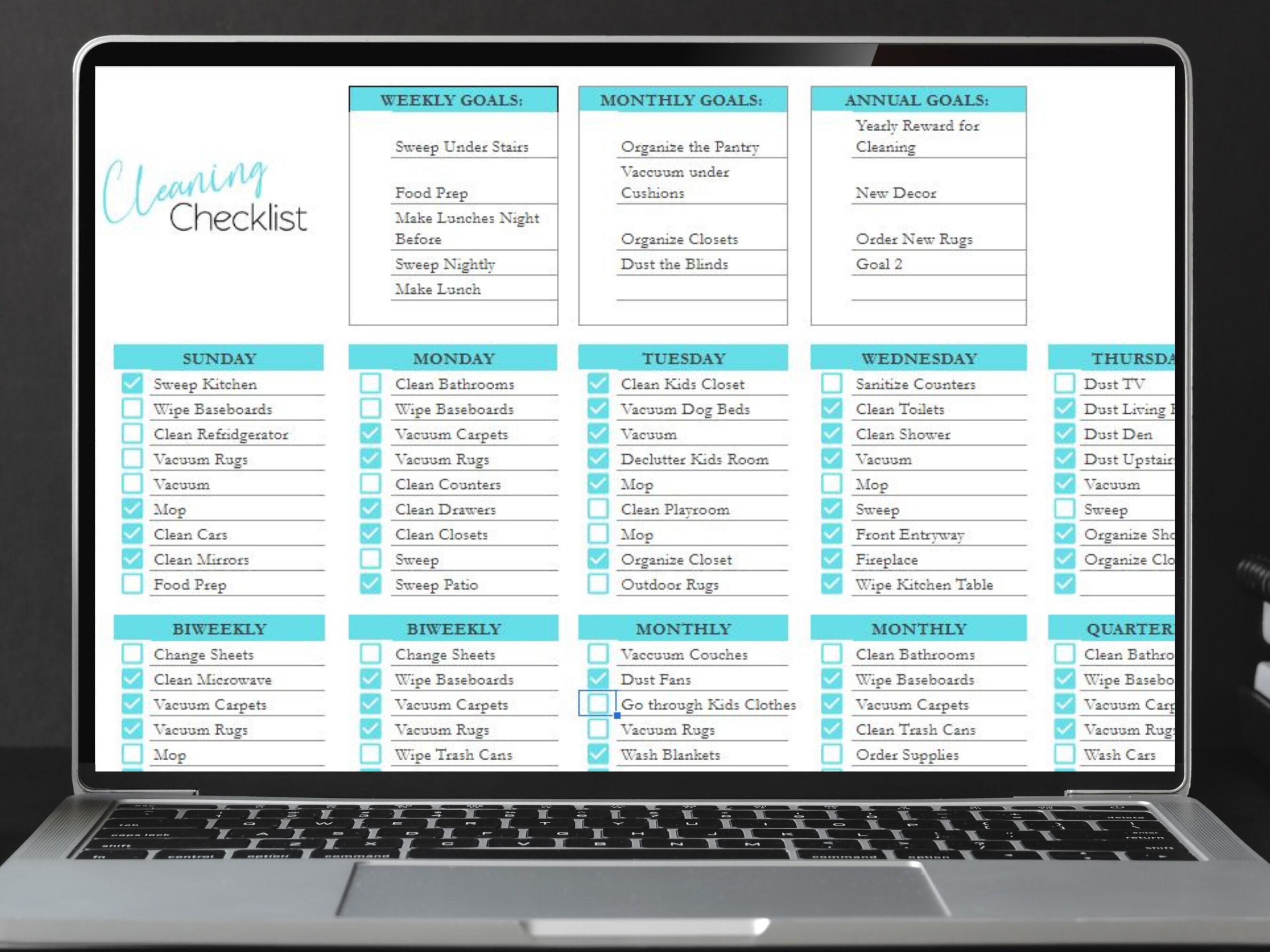 Cleaning Check List Cleaning Checklist Spreadsheet Cleaning - Etsy