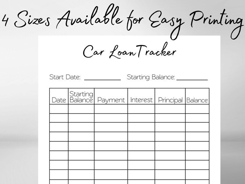Car Loan Payment Tracker, Car Loan Tracker, Car Loan Payoff Tracker ...