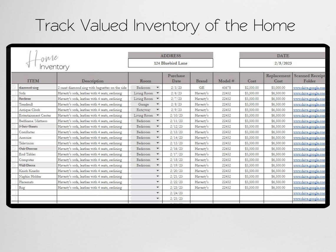Home Inventory Tracker Home Inventory Template Home - Etsy