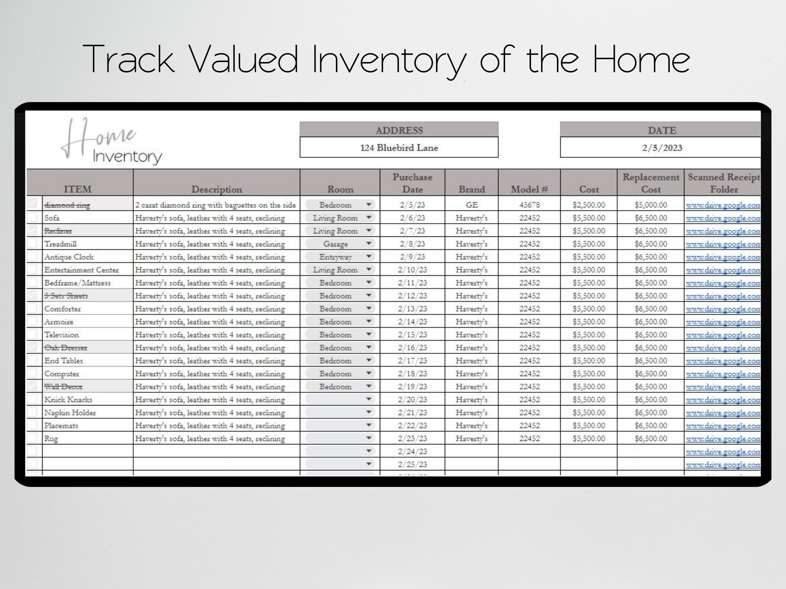 Home Inventory Tracker Home Inventory Template Home - Etsy