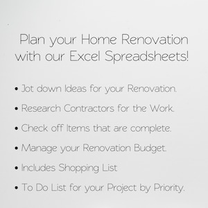 Home Renovation Planner Excel Spreadsheet, Home Improvement, Home ...