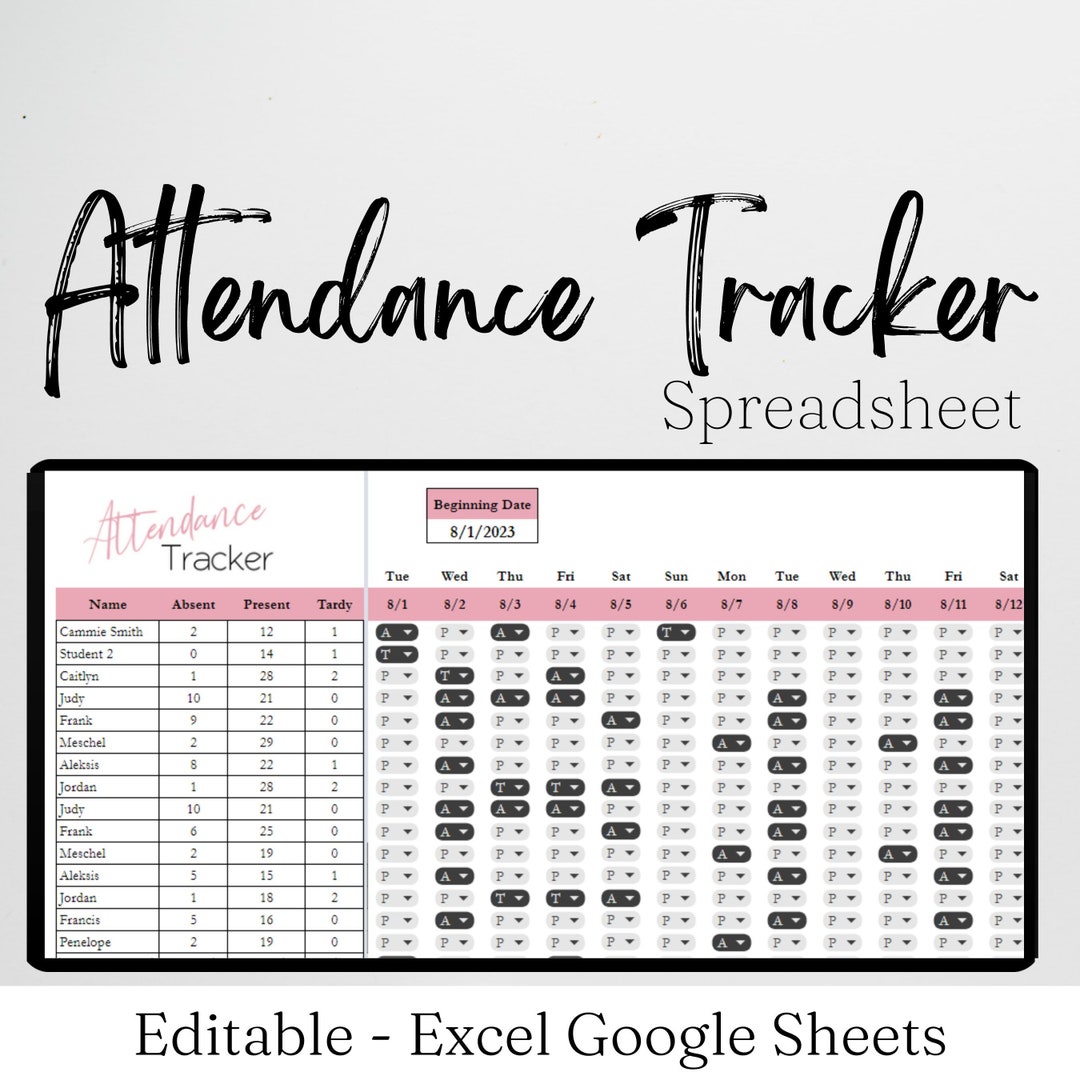 Attendance Sheet, Attendance Tracker for Google Sheets, Attendance ...