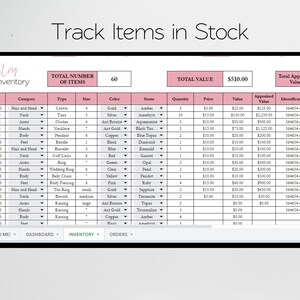 Jewelry Inventory Tracker, Jewelry Making Planner List Excel ...