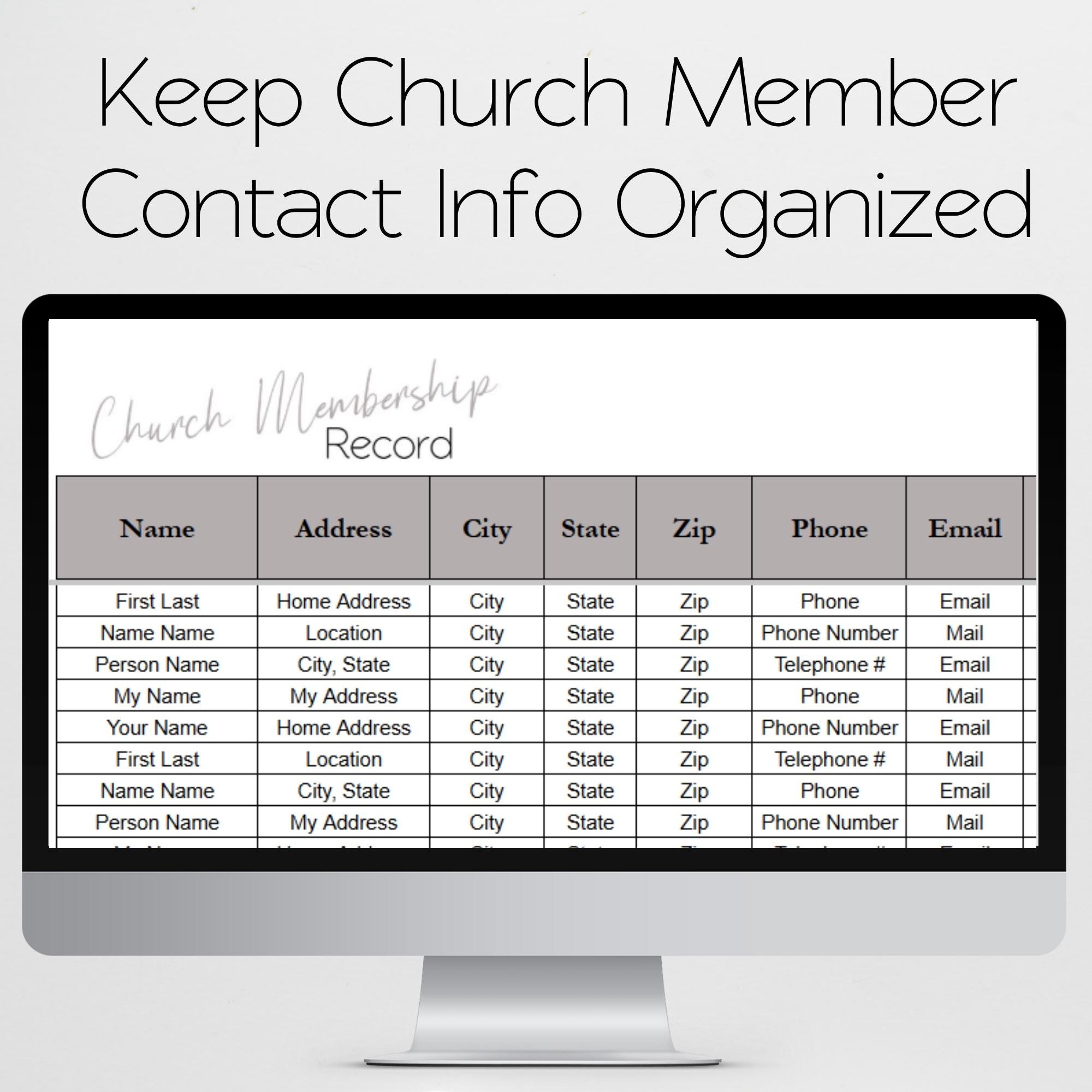 Church Members Directory Template Google Sheets, Church Membership List ...