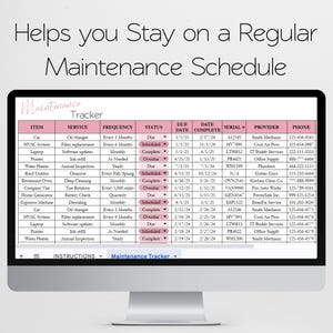 Maintenance Tracker Template, Service Schedule, Machine Maintenance ...