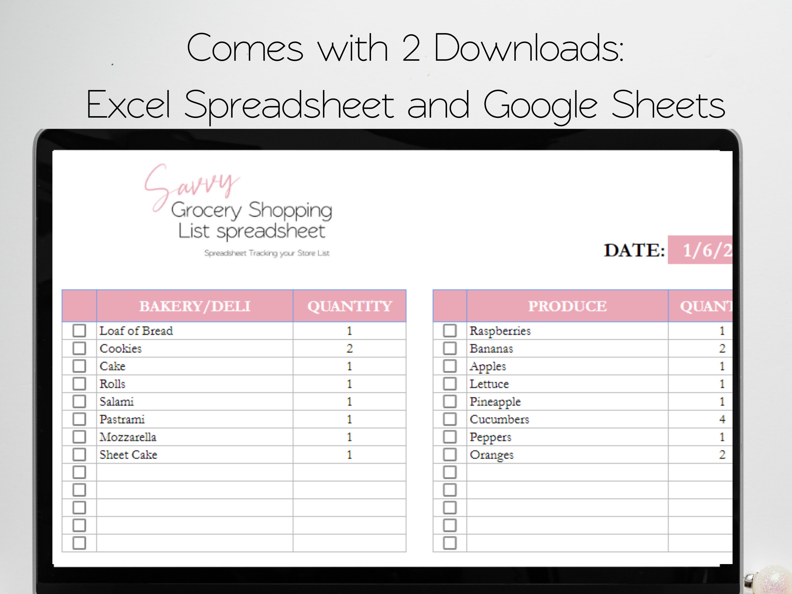 Grocery List Spreadsheet, Grocery Shopping List Template, Grocery ...