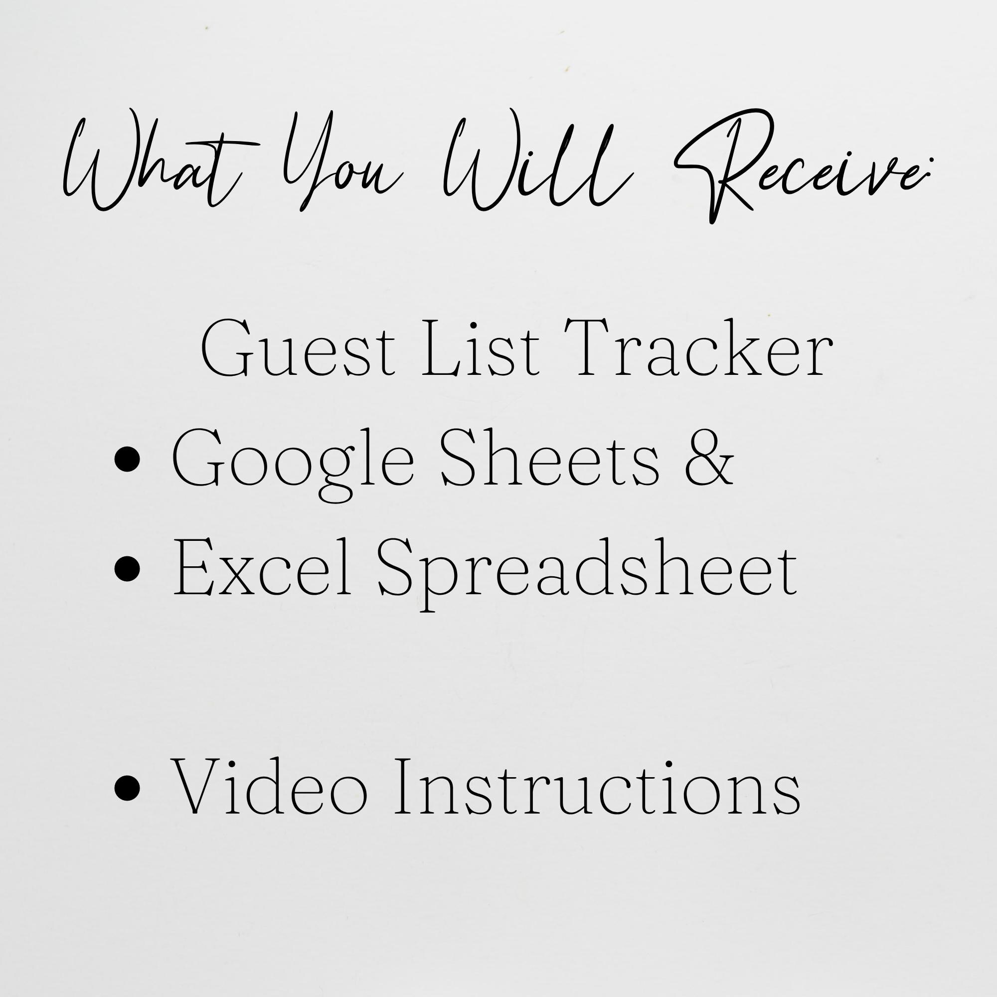 Guest List Excel Template, Invite Tracker, RSVP Tracker Google Sheet ...