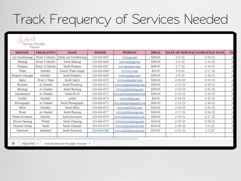Vendor List Service Provider Tracker for Rental Maintenance - Etsy