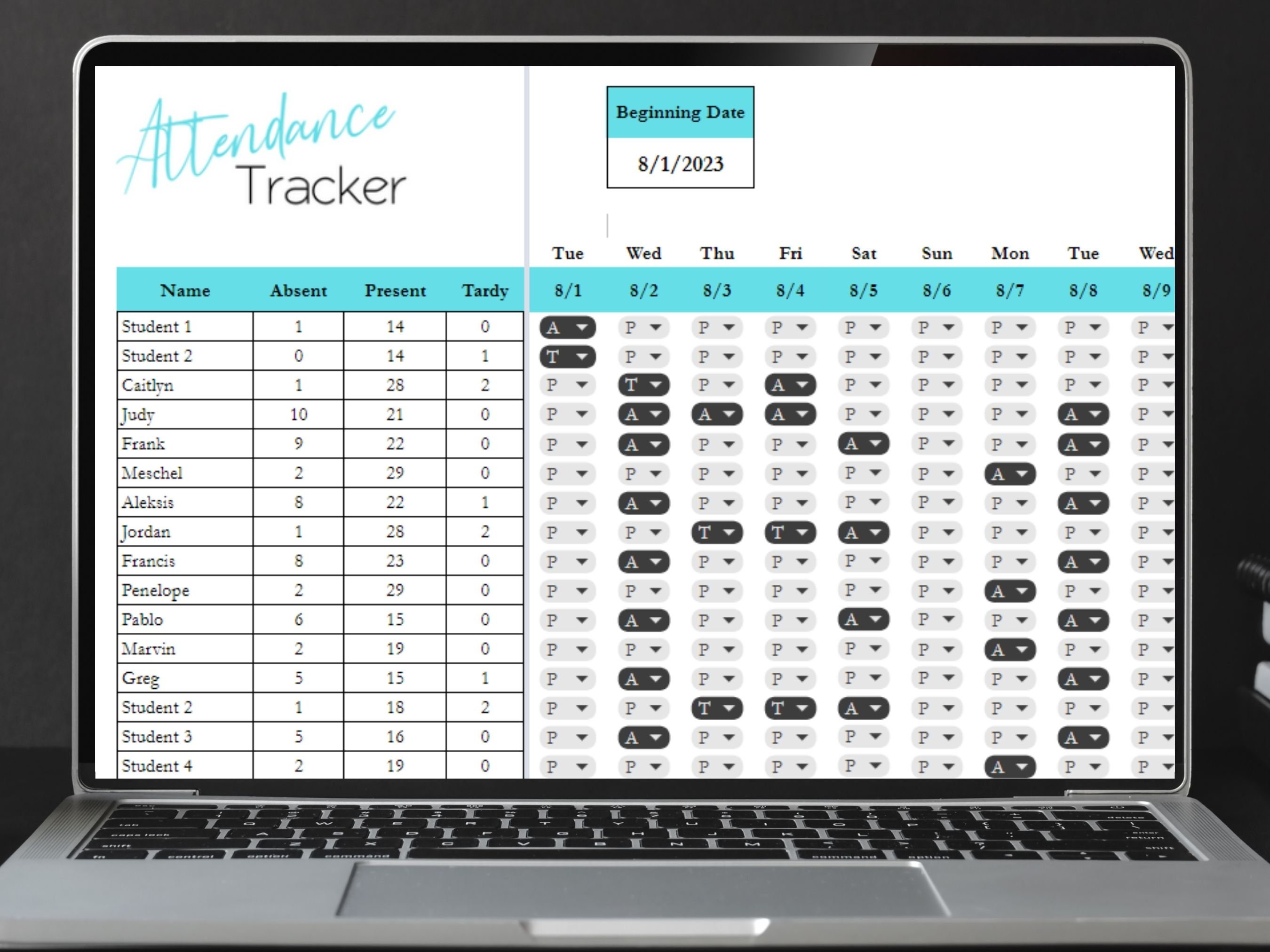 Attendance Log Attendance Tracker Excel Log School Class - Etsy