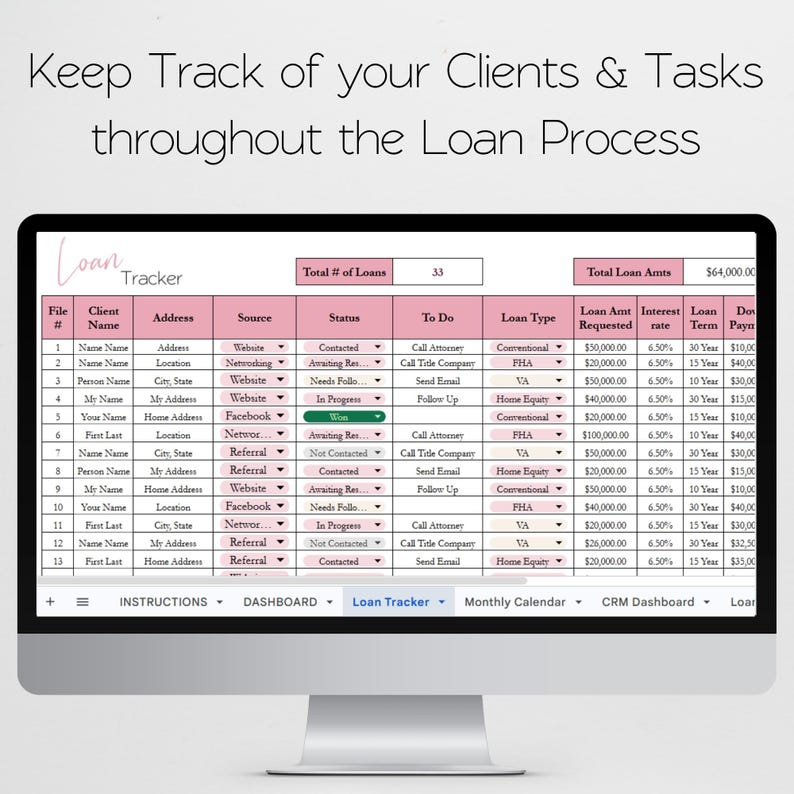 Loan Officer Template Spreadsheet Bundle, Loan Checklist Template ...