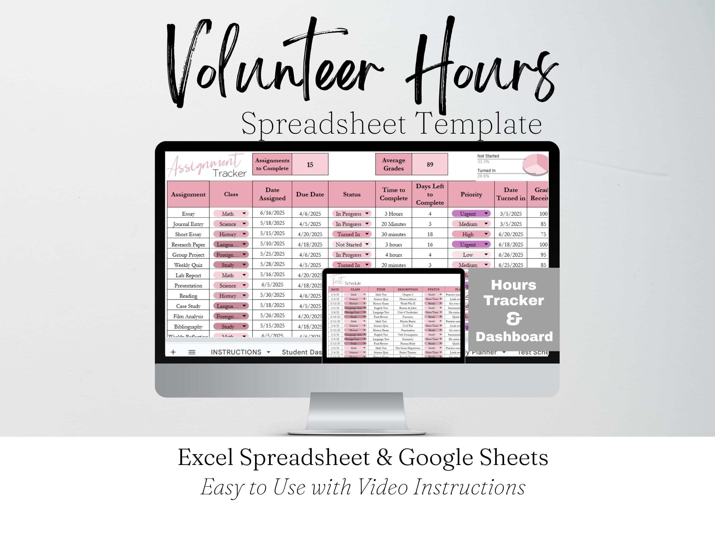 Volunteer Hours Log Sheet, Community Service Tracker Template Google ...