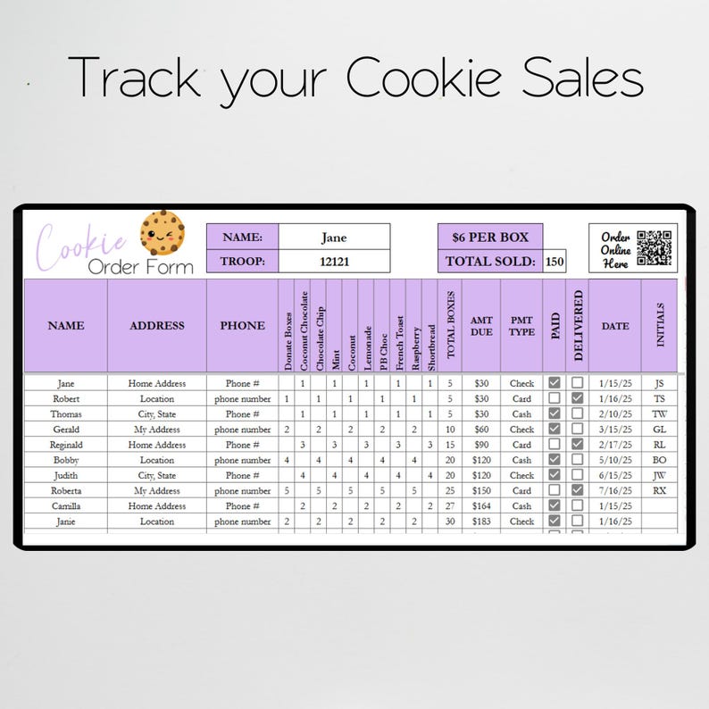 Cookie Order Form Template With QR Code, Printable Order Form 2026 ...