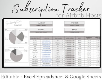 Subscription Tracker Template digital Compatible With - Etsy