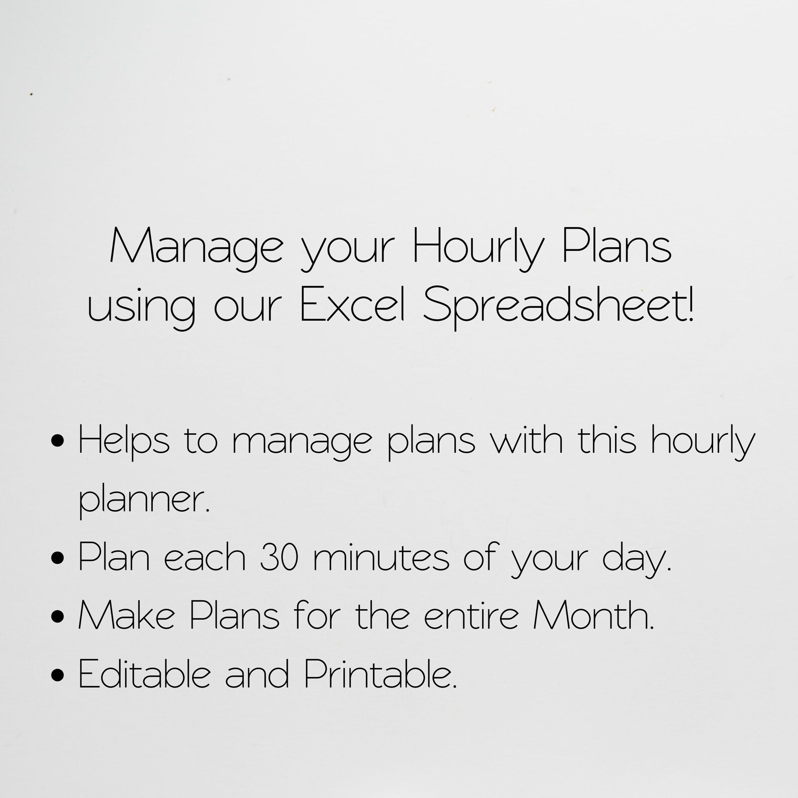 Daily Hourly Planner, Excel Daily Planner, Printable Daily Planner ...