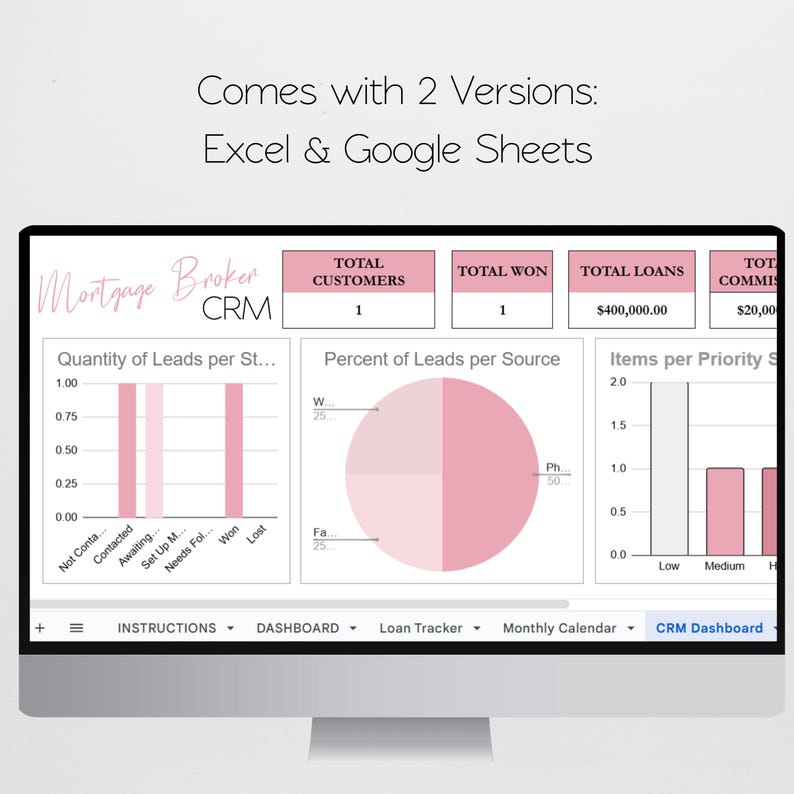 Mortgage Broker Template Spreadsheet Bundle, Mortgage Lender Loan ...