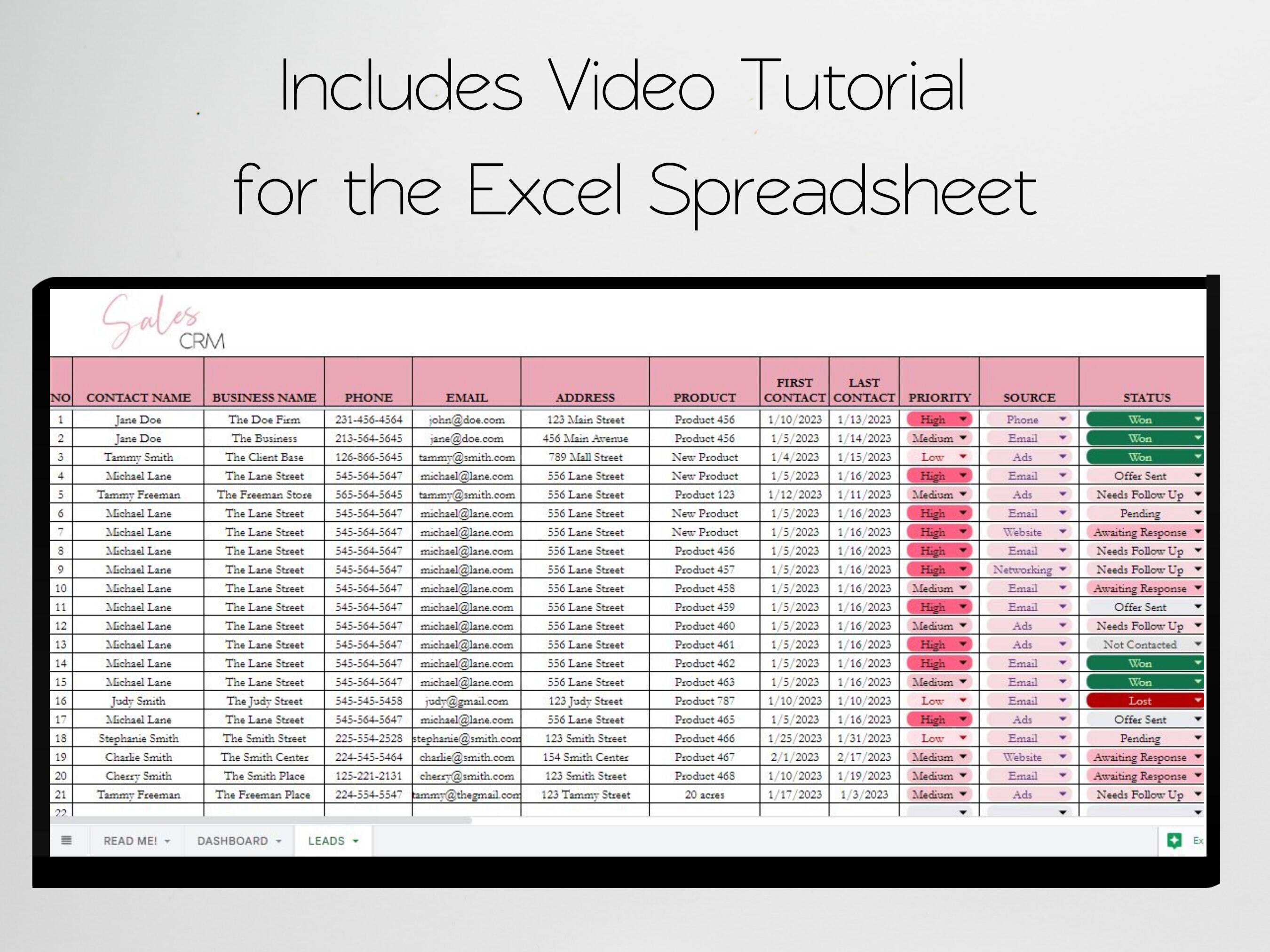 Sales CRM Template Excel, CRM Google Sheet, Crm Template, Excel ...