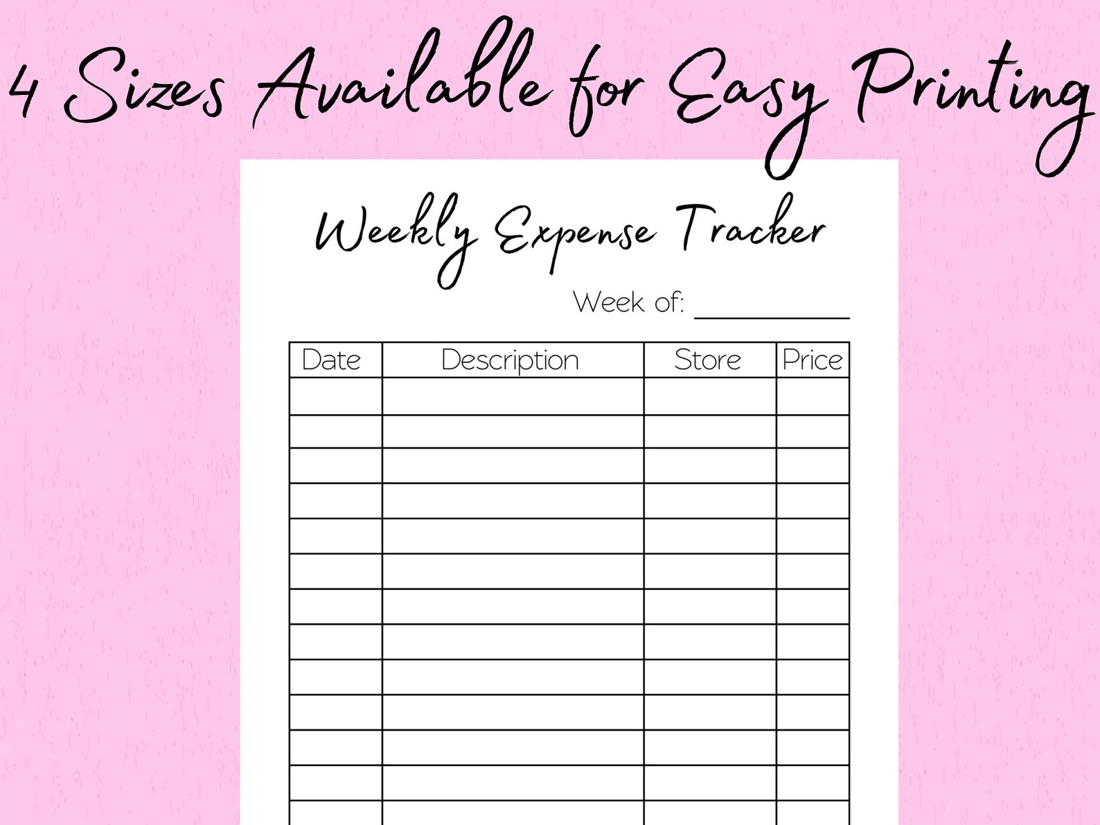 Weekly Expense Tracker Printable Weekly Expense Tracker for - Etsy