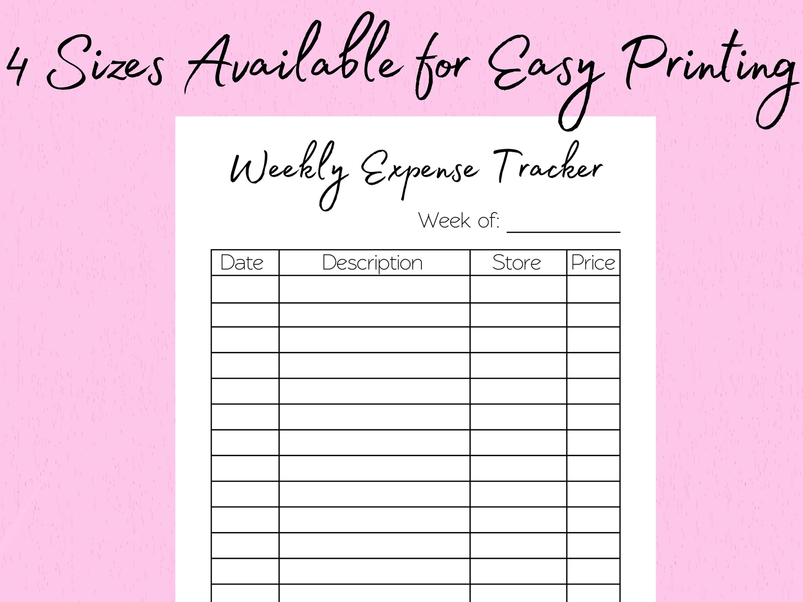 Weekly Expense Tracker Printable Weekly Expense Tracker for - Etsy