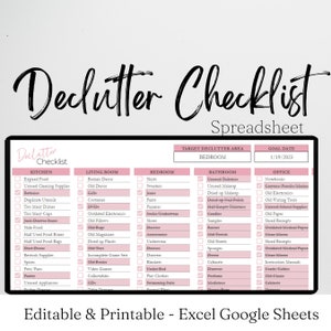 Declutter Checklist Template, Declutter Challenge, Declutter Planner, Minimalist Checklist ...