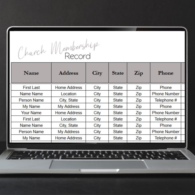 Church Members Directory Template Google Sheets, Church Membership List ...