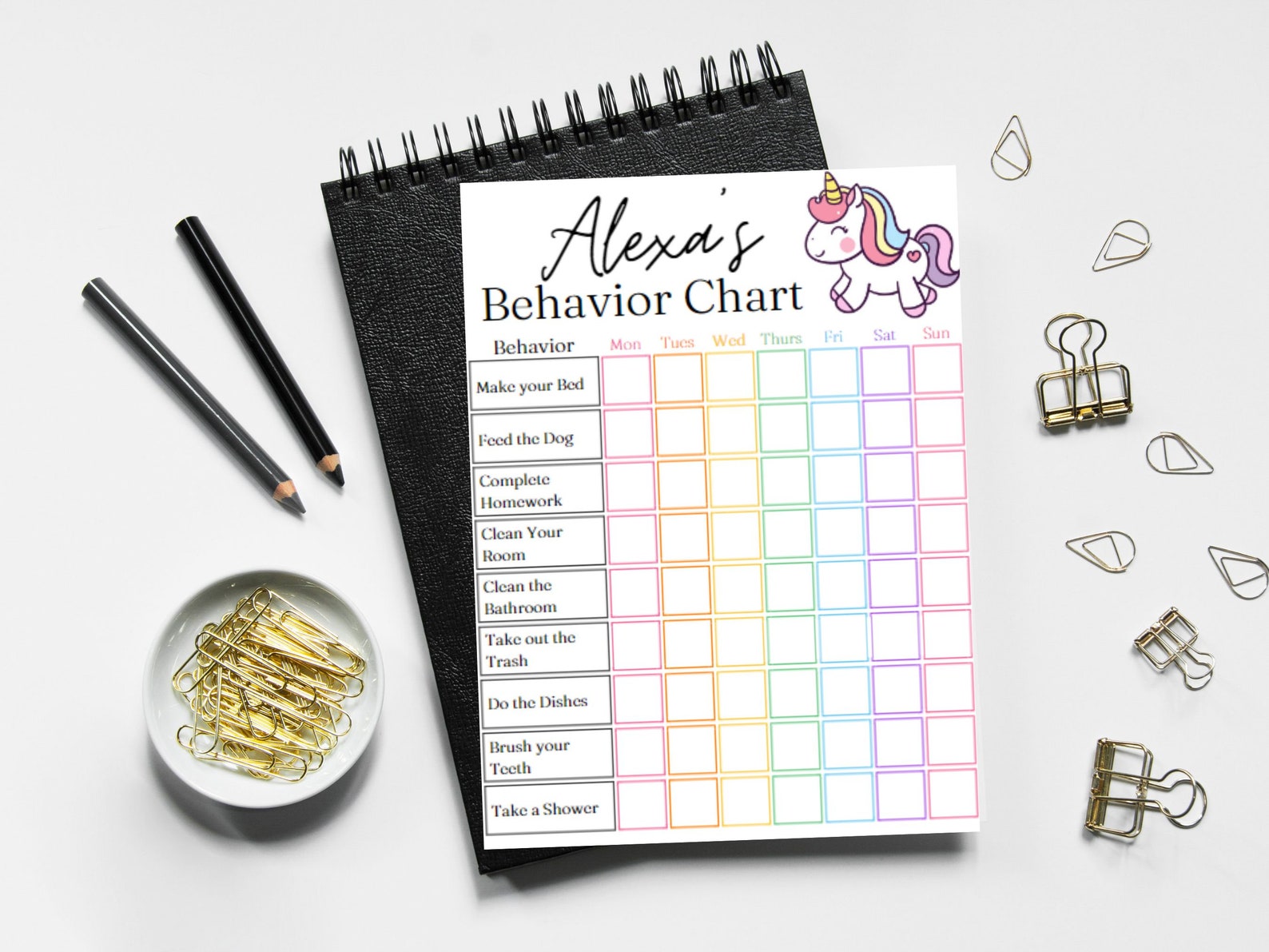 Behavior Chart for Kids Printable, Editable in Canva, Sticker Chart ...