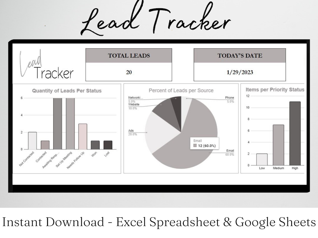 Lead Tracker Excel, Lead Tracker Google Sheet, Lead Tracking ...