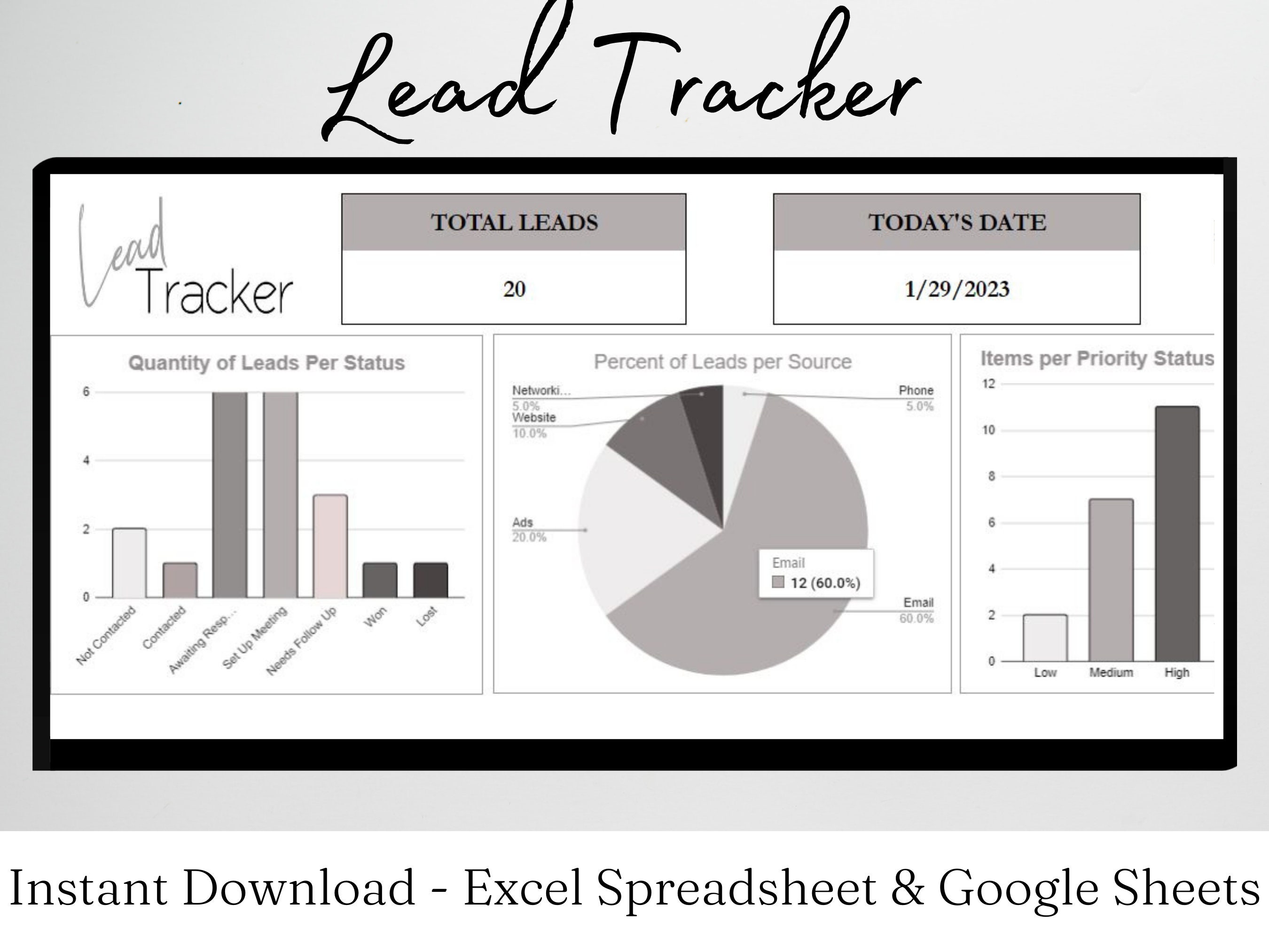 Lead Tracker Excel, Lead Tracker Google Sheet, Lead Tracking ...