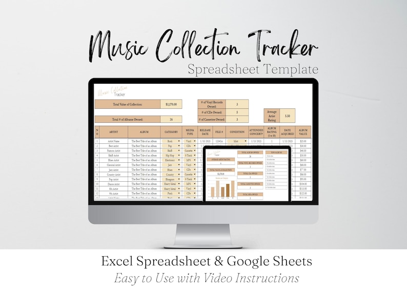 Music Collection Tracker Excel Spreadsheet, Music Tracker Google Sheets ...