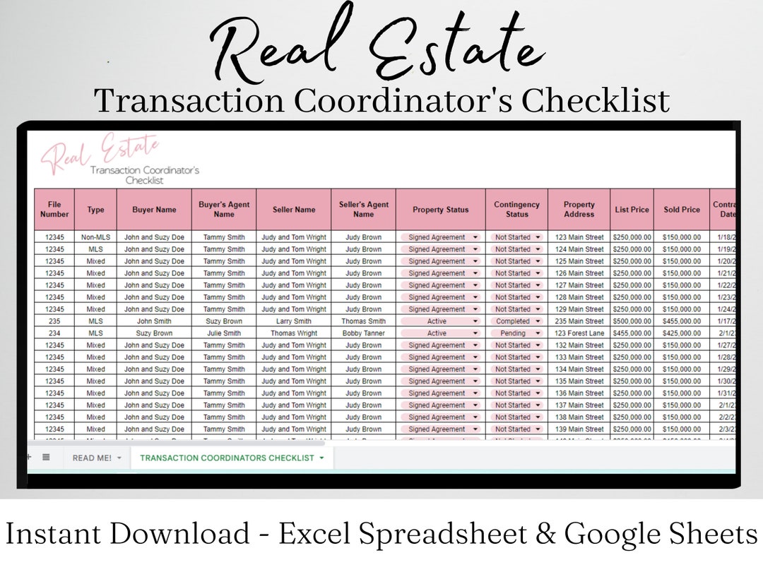Real Estate Transaction Coordinator Checklist, Realtor Transaction ...