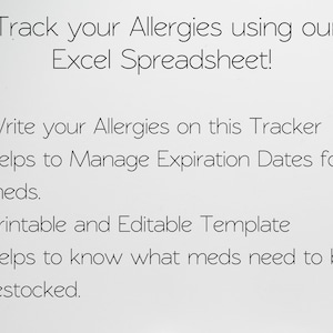 Allergy Tracker Template Excel Spreadsheet, Allergy List Google Sheets ...