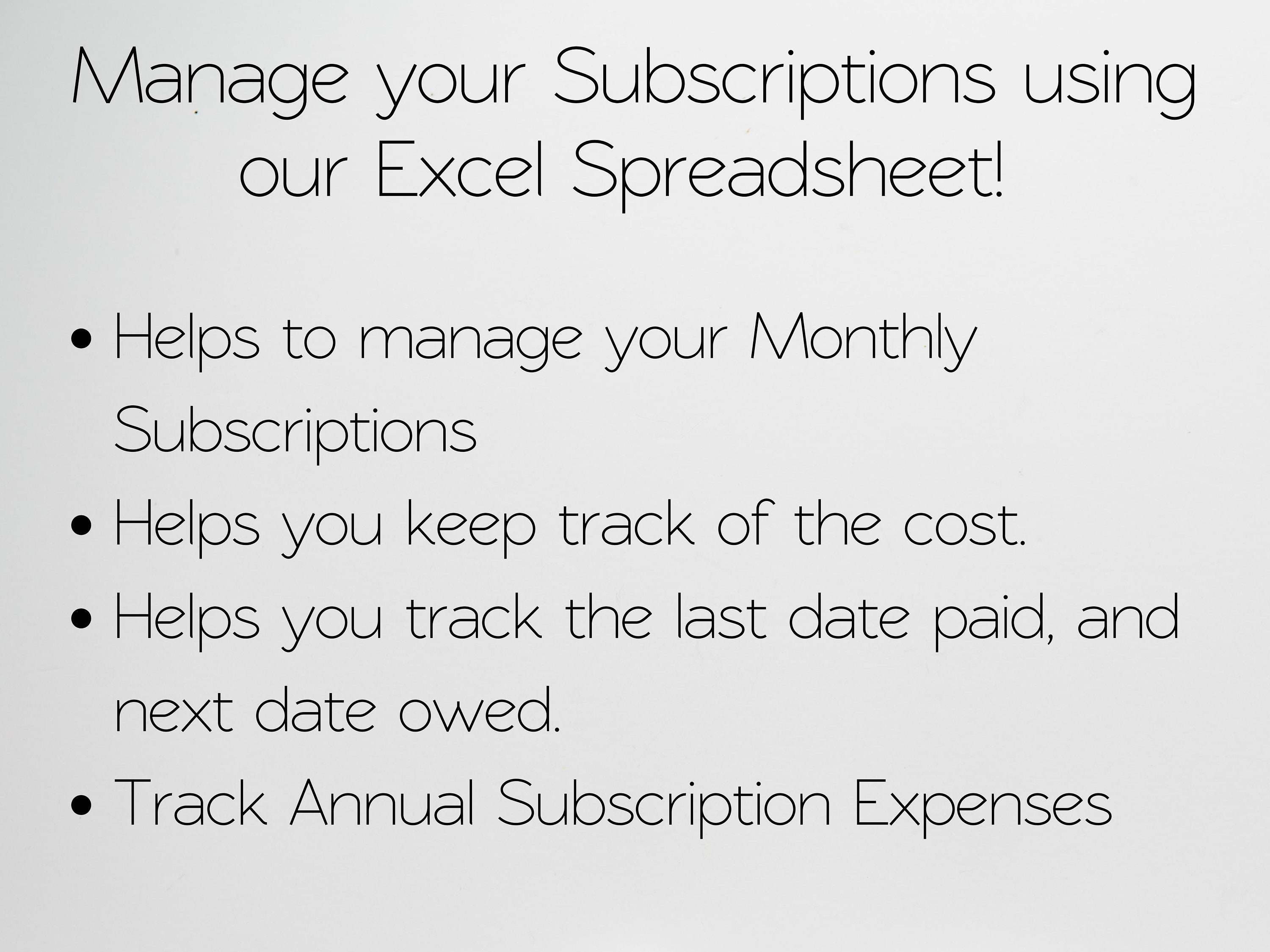 Subscription Tracker Google Sheets, Subscription Tracker Excel ...