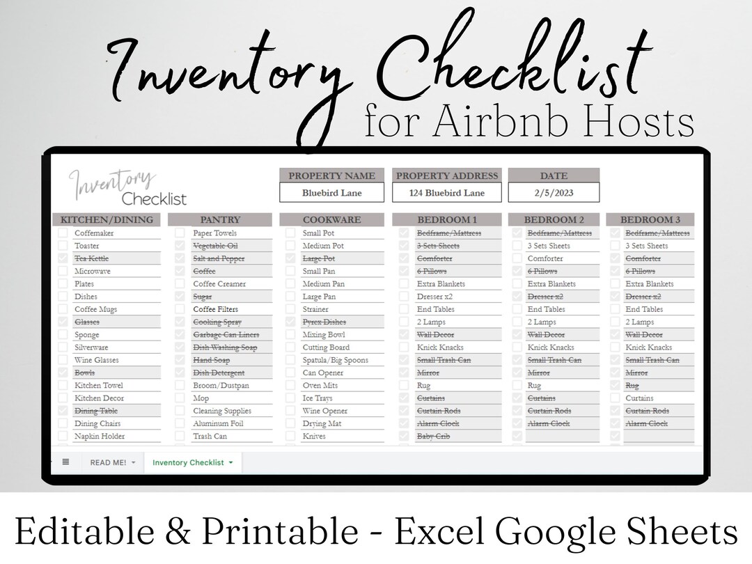 Furniture Inventory Checklist Template, Checklist Inventory Bundle ...