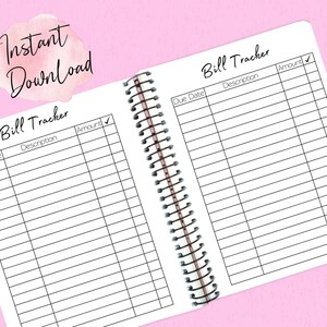 Bill Tracker Printable, Bill Tracker PDF, Bill Tracker Personal Size ...