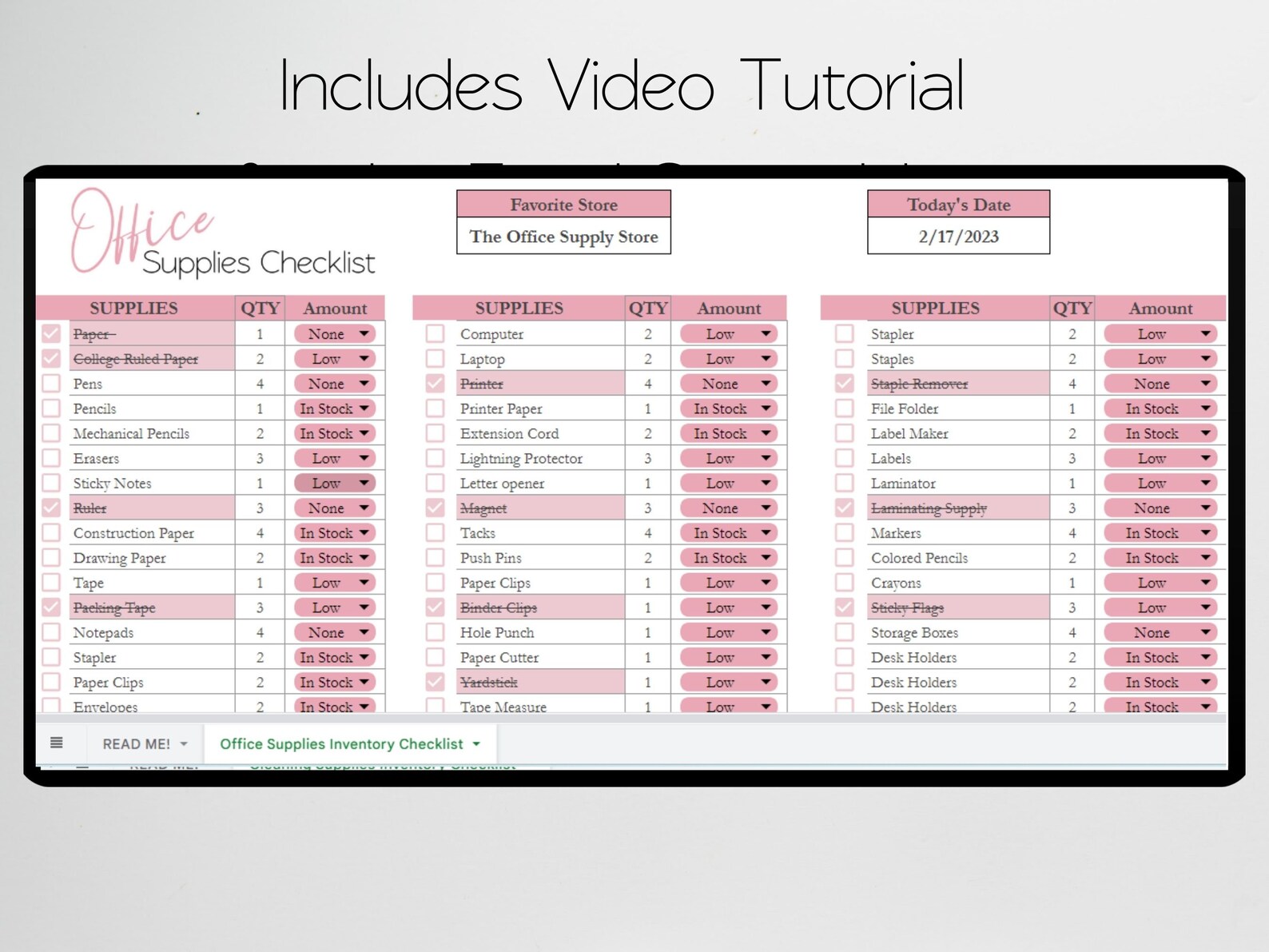 Office Supplies Checklist, Business Office Supplies Checklist Template ...