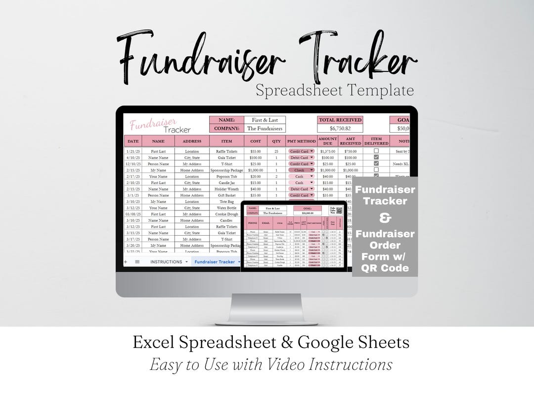 Fundraiser Tracker Spreadsheet Template, Fundraising Template Google ...