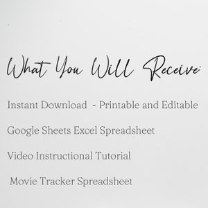 Movie Tracker Excel Spreadsheet, Movies Tracking Google Sheets, Film ...
