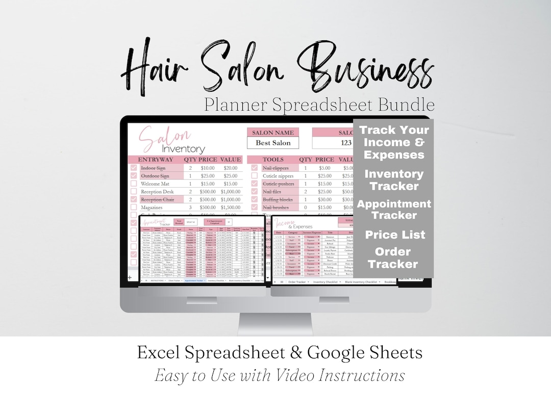 Hair Salon Business Planner Template, Hair Salon Bookkeeping Log ...