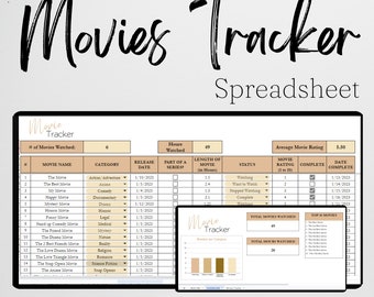 Movie Tracker Excel Spreadsheet, Movies Tracking Google Sheets, Film ...