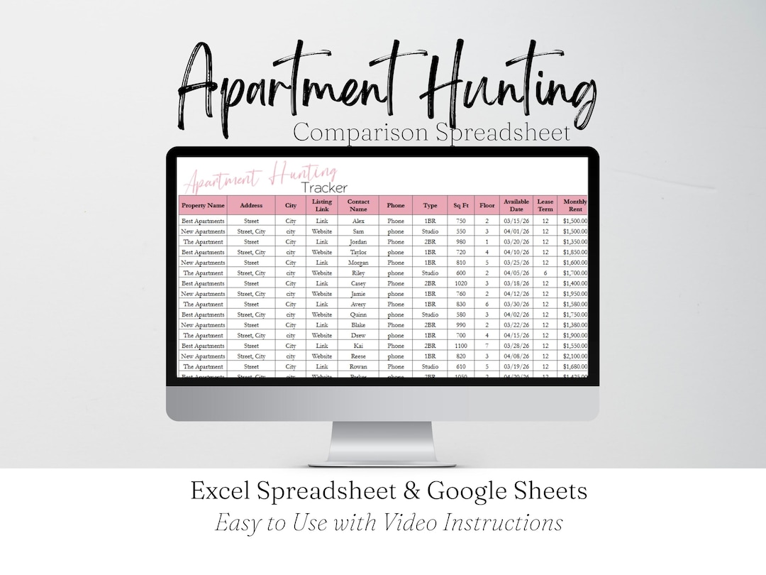 Apartment Hunting Template, Apartment Search Planner Google Sheets ...